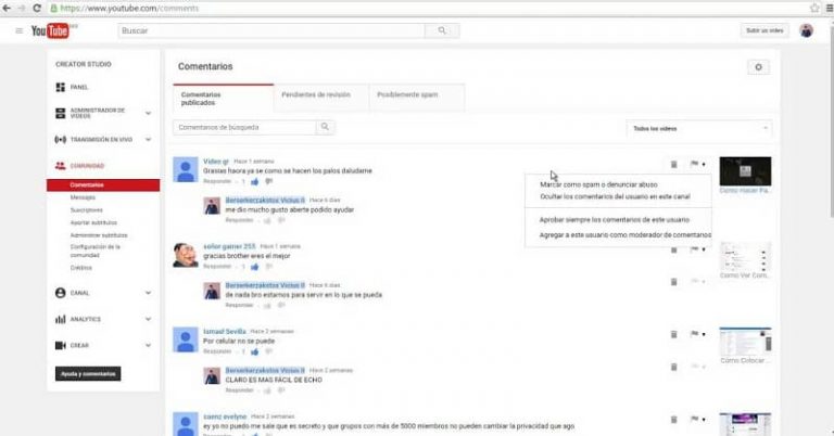Cómo ver los Comentarios que he Hecho en los Vídeos de YouTube Desde PC ...